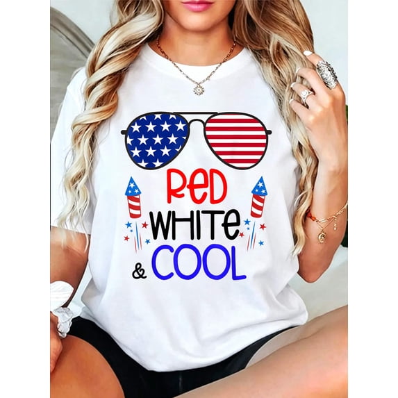 Boys 4th of July Red White and Cool Sunglasses Girls T-Shirt - Walmart.com