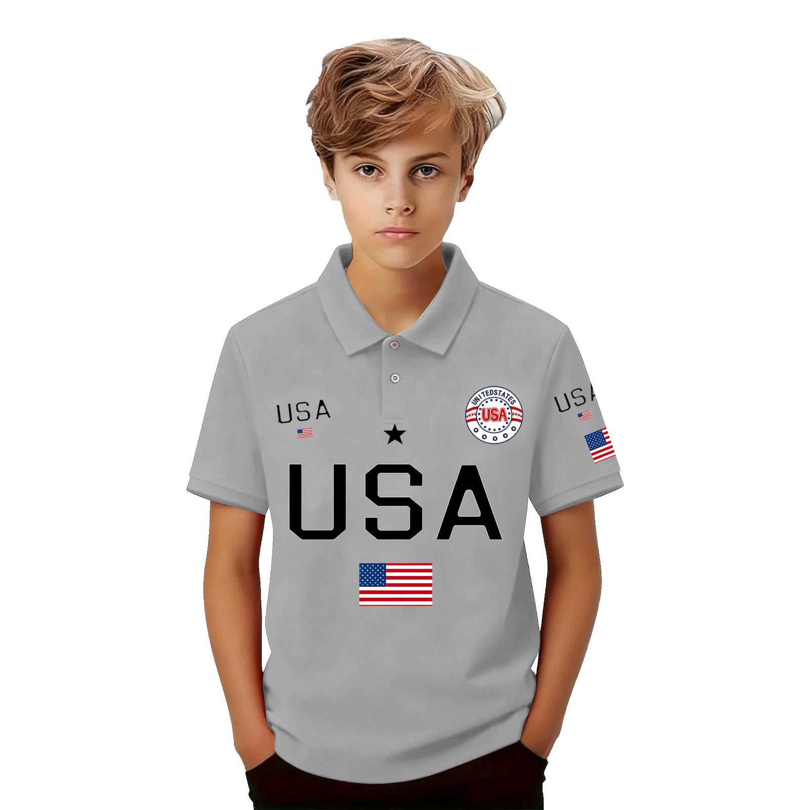Boys 4th of July Shirts American Flag T-Shirts Kids Patriotic Tops Tees ...
