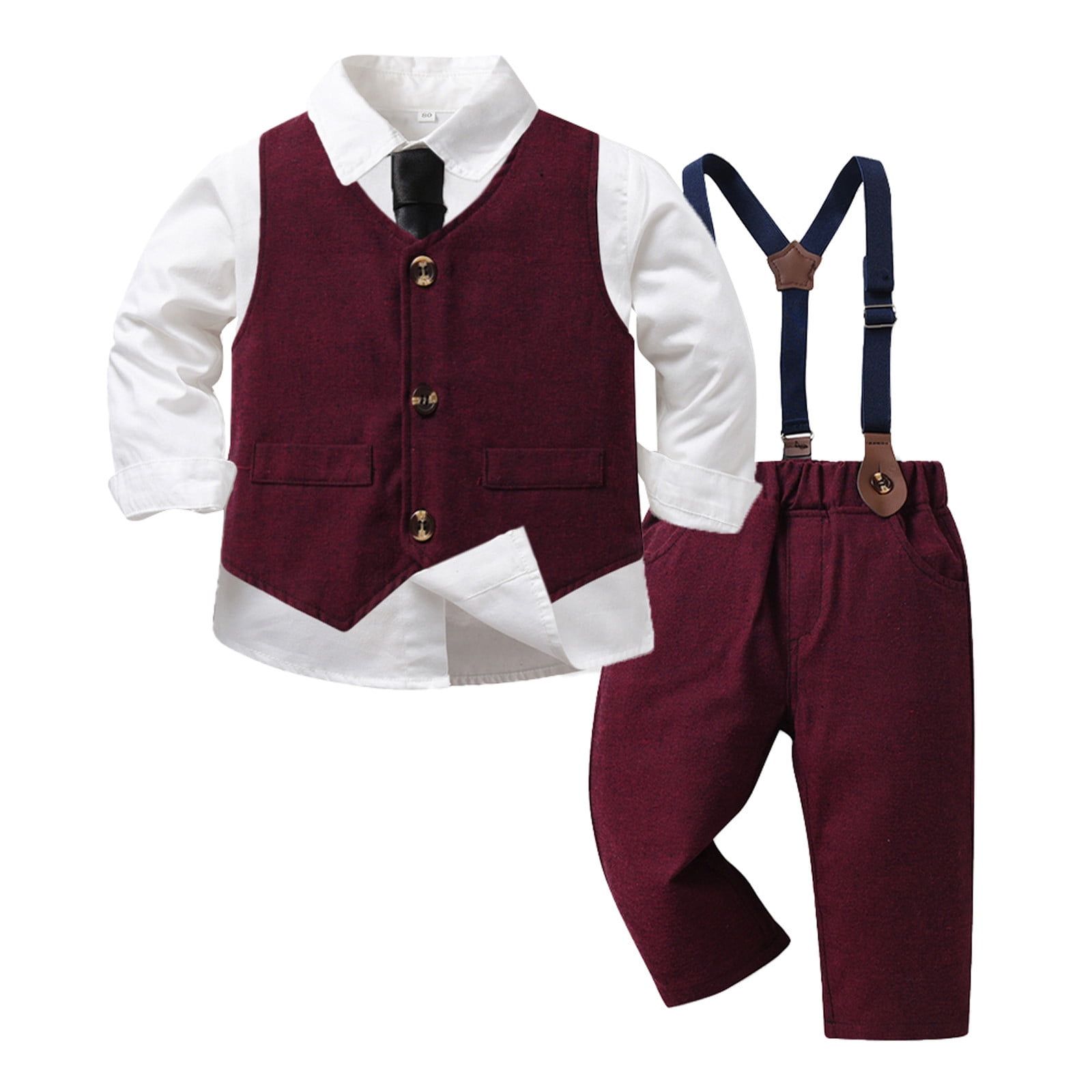 Boys 5T Clothes Sets 3-Piece Long Sleeve T Shirt Tops Vest Coat Pants ...