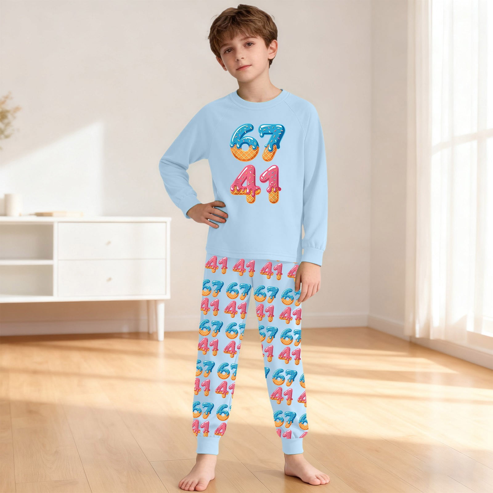 Boys "67" All-Over Print Pajama Set – Cozy Soft Nightwear for Bedtime ...