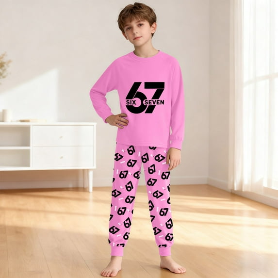 Boys "67" All-Over Print Pajama Set – Cozy Soft Nightwear for Bedtime ...