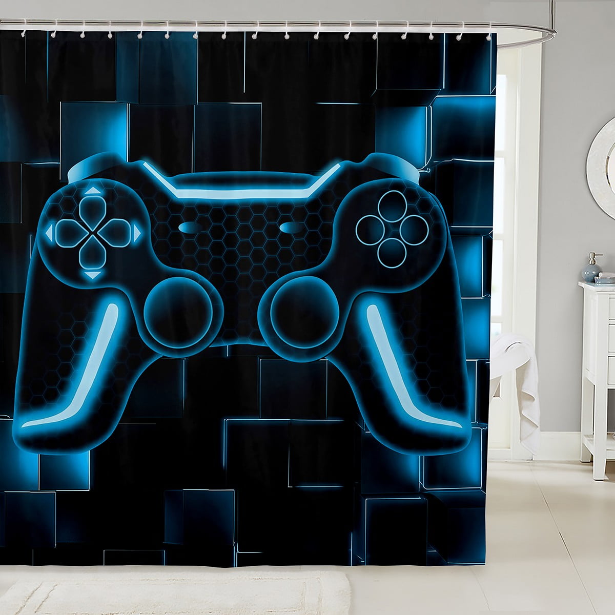 Boys 72"Wx84"L Shower Curtain Gaming Bathroom Curtain For Boys Game ...