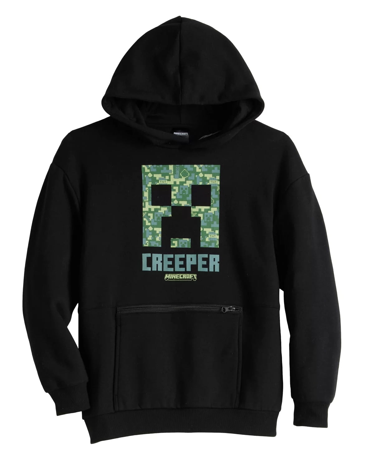 Minecraft Creeper Boys' Pullover Hoodie with Kangaroo and Zip Pocket ...