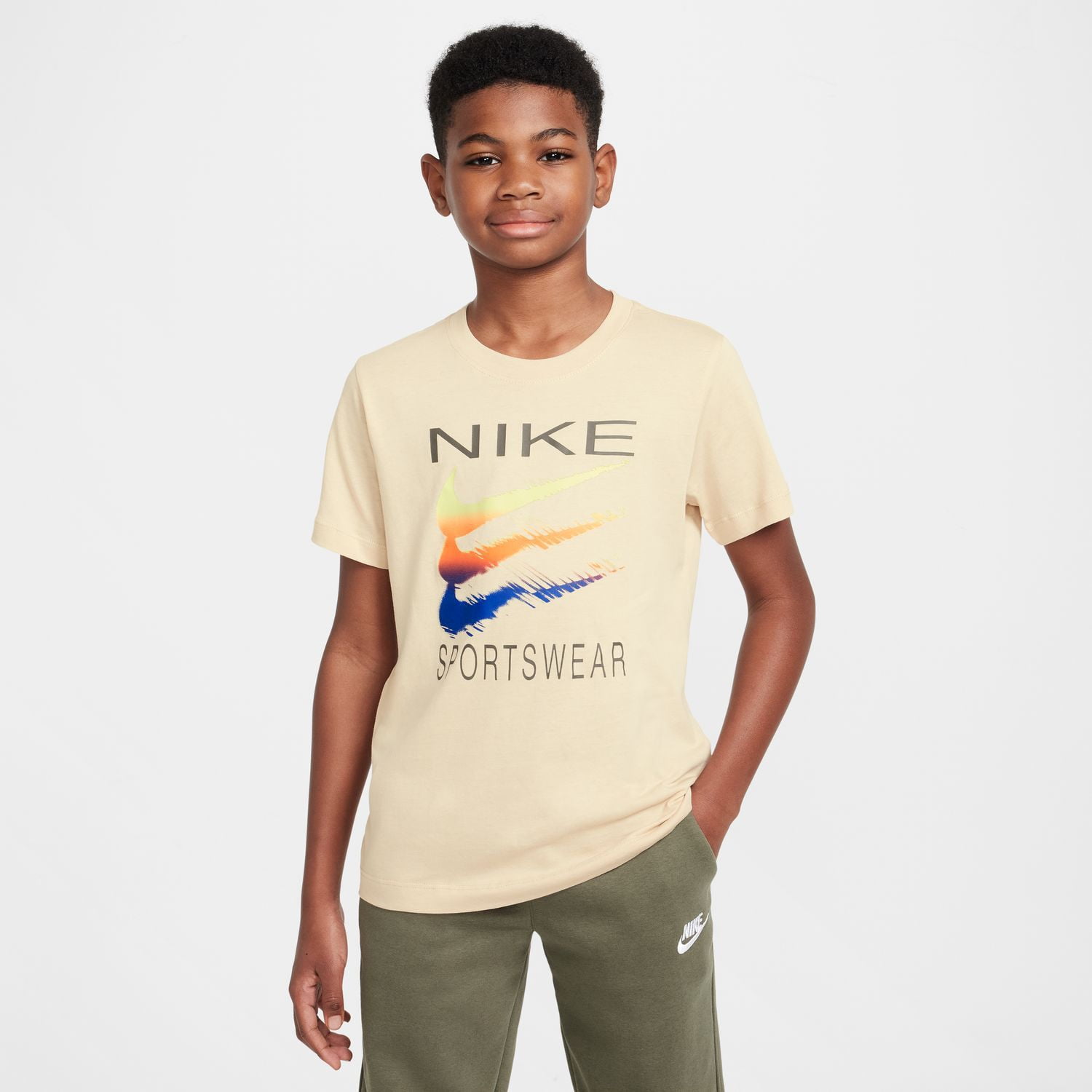 Boys 8-20 Nike Sportswear Triple Check Logo T-Shirt Color: Sanddrift ...