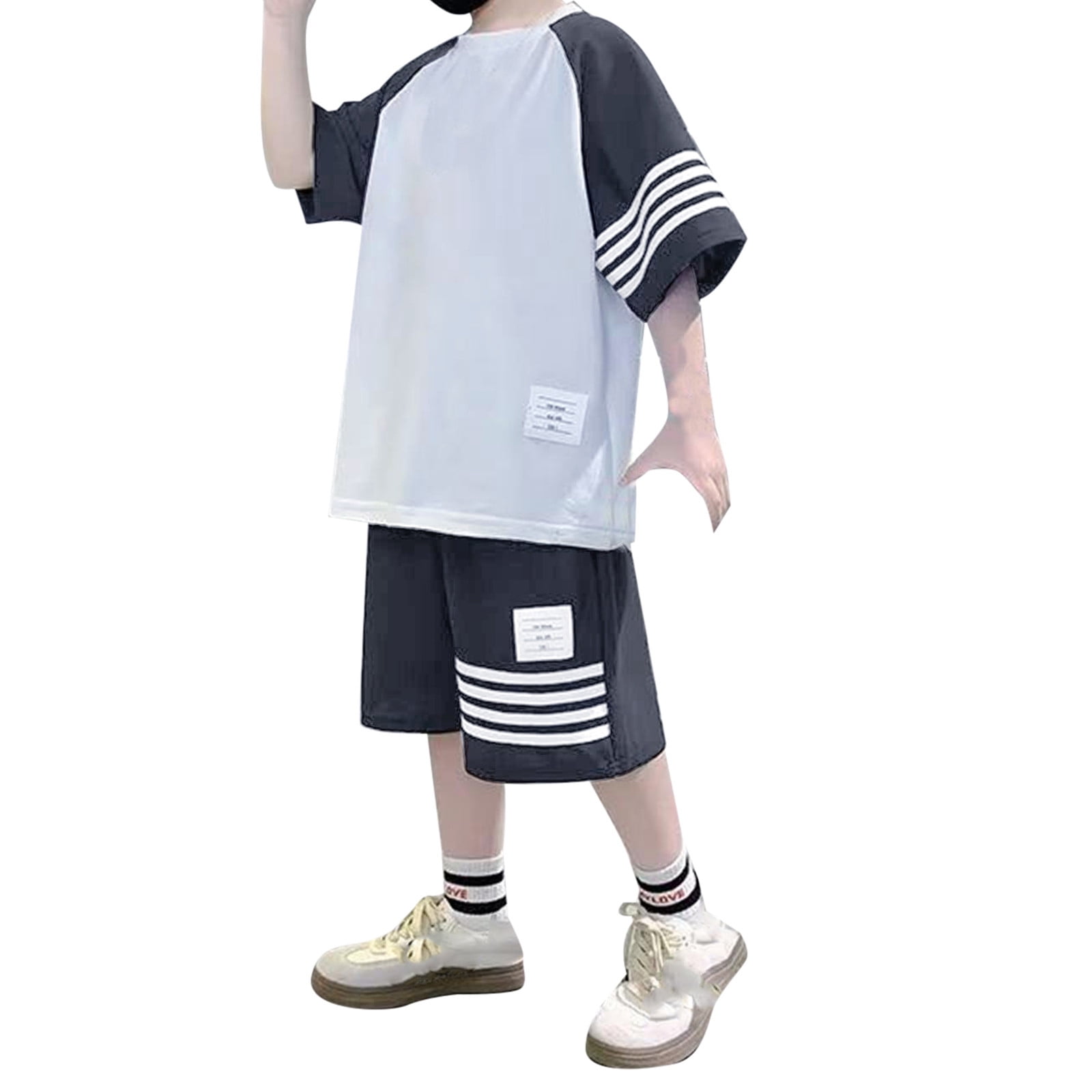 Boys Active Short Sets Short Sleeve Raglan T Shirt Tops and Shorts Kids ...