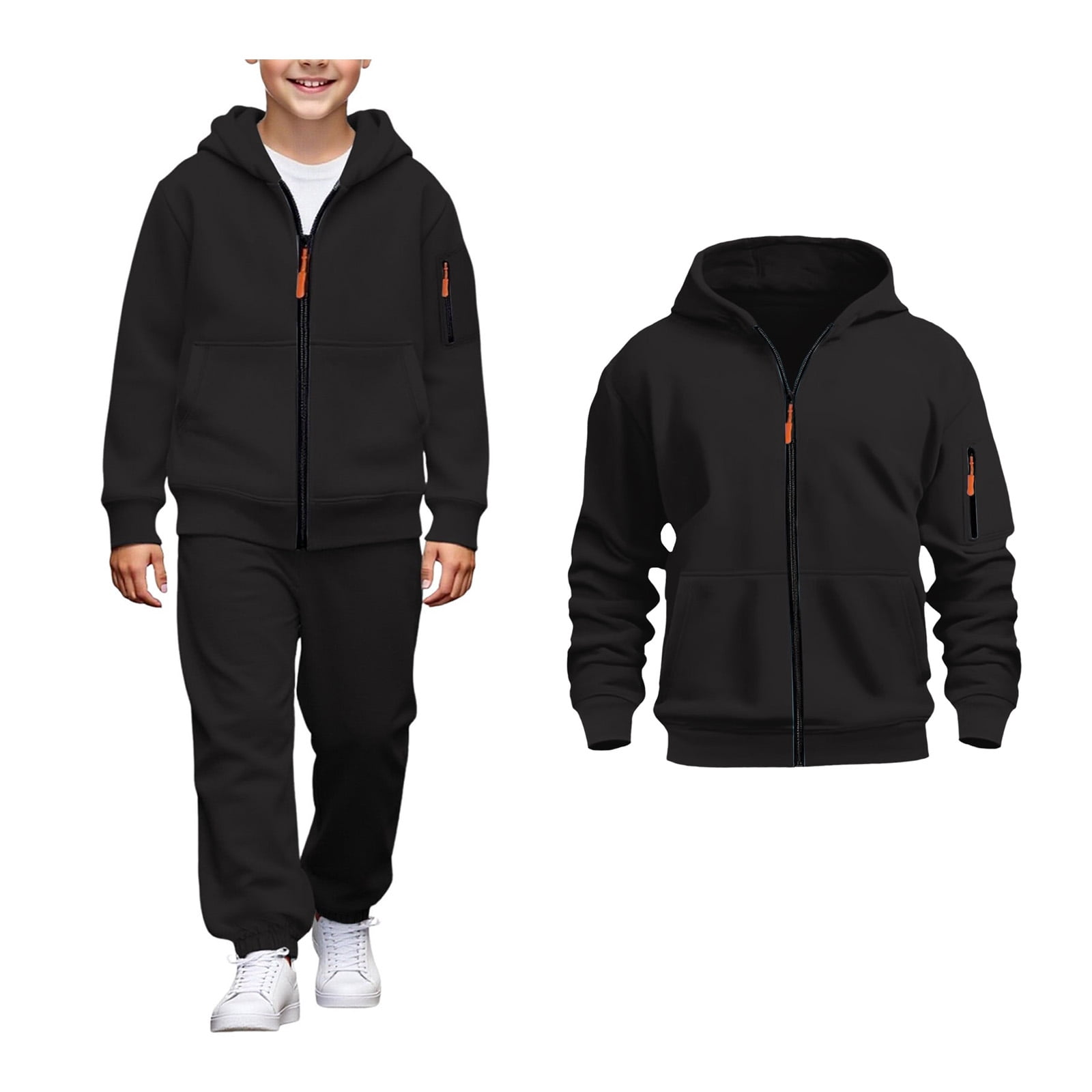 Boys Active Sweatsuit 2 Piece Long Sleeve Zip Up Tracksuit Pullover ...