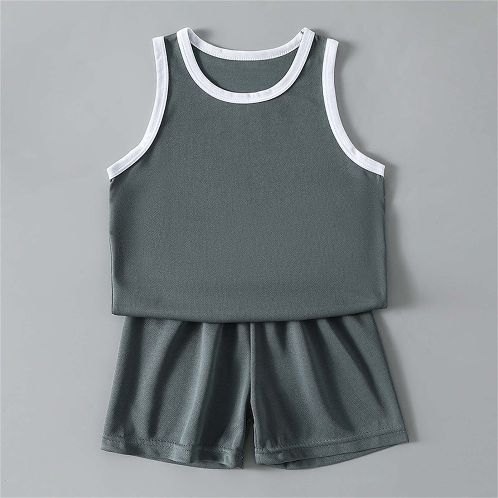 Boys Activewear Set 5 Pack Gray, Kids Sleeveless Athletic Outfit ...