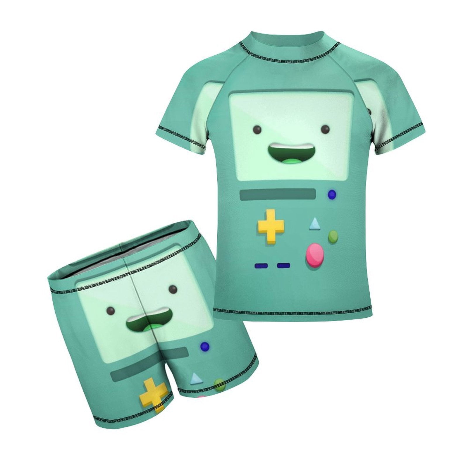 Boys Adventure Cartoon Time Rash Guard Set 2 Piece Swimsuits Short ...