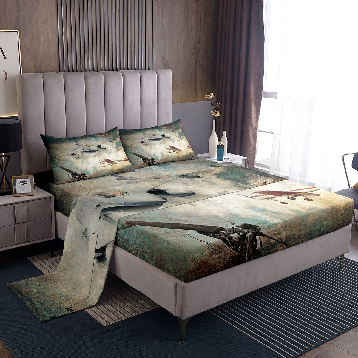 Boys Airplane Bed Sheets Set Vintage World War Military Aircraft Sheet ...