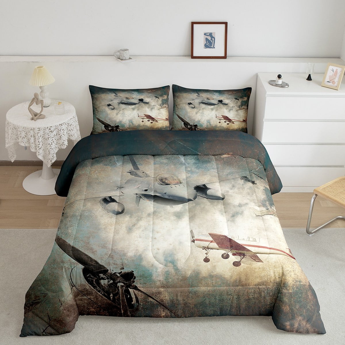 Airplane Bedding Comforter Sets Vintage World War Military Aircraft ...
