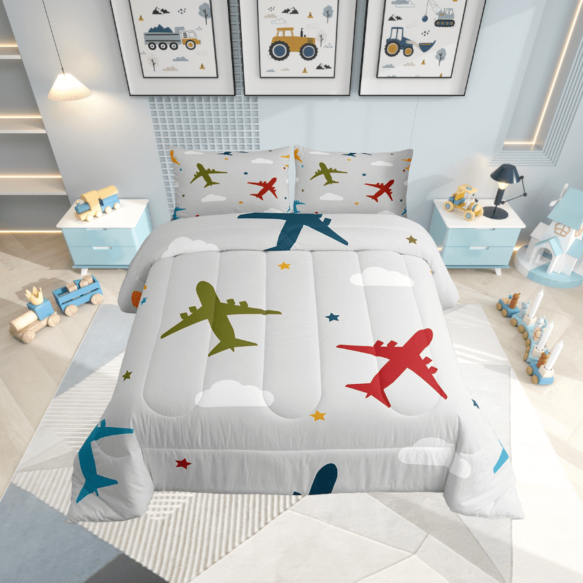 Airplane Queen Size Bedding Colorful Aircrafts Bedding Comforter Sets ...