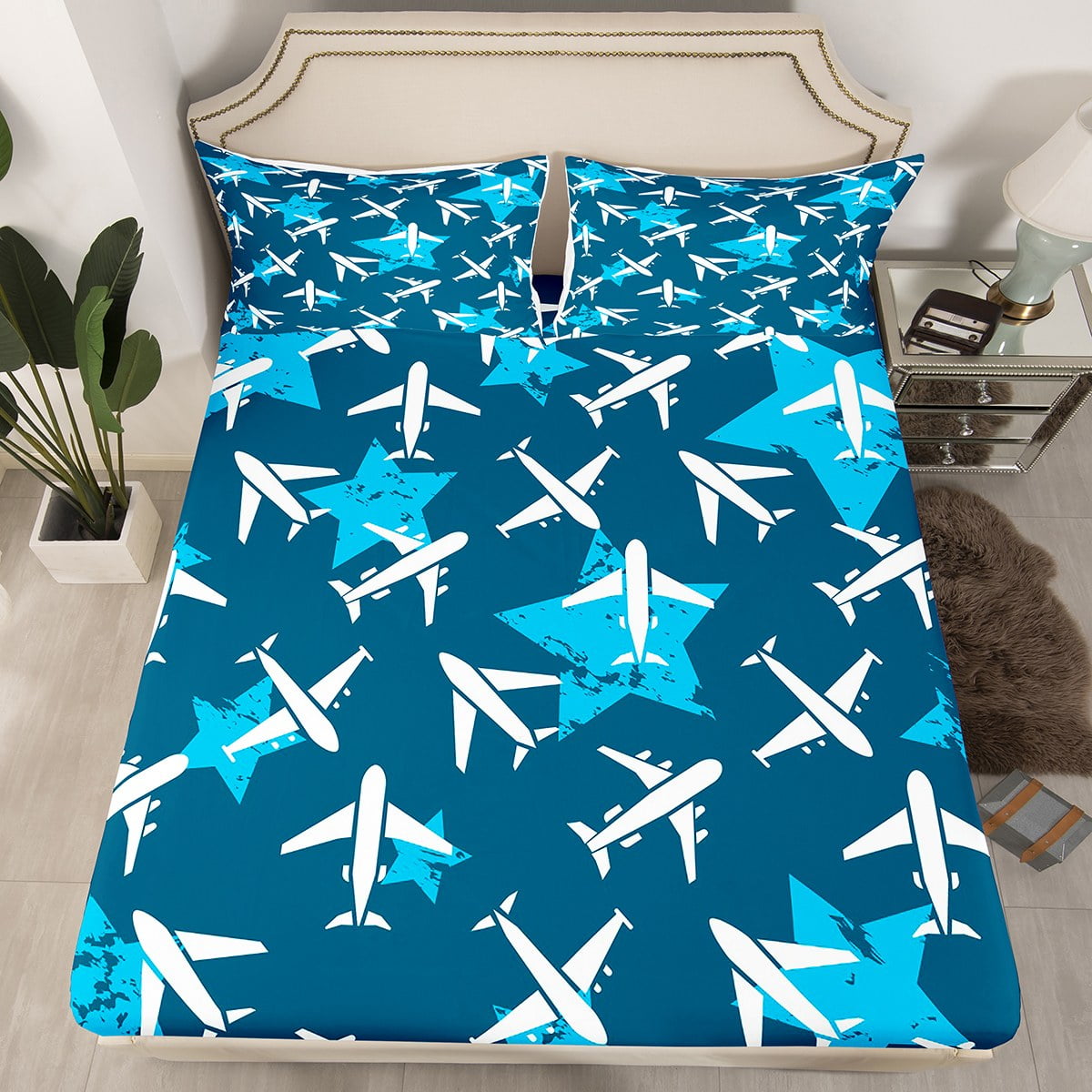 Boys Airplane Twin Bed Sheets for Kids Cartoon Aircraft Print Bedding ...