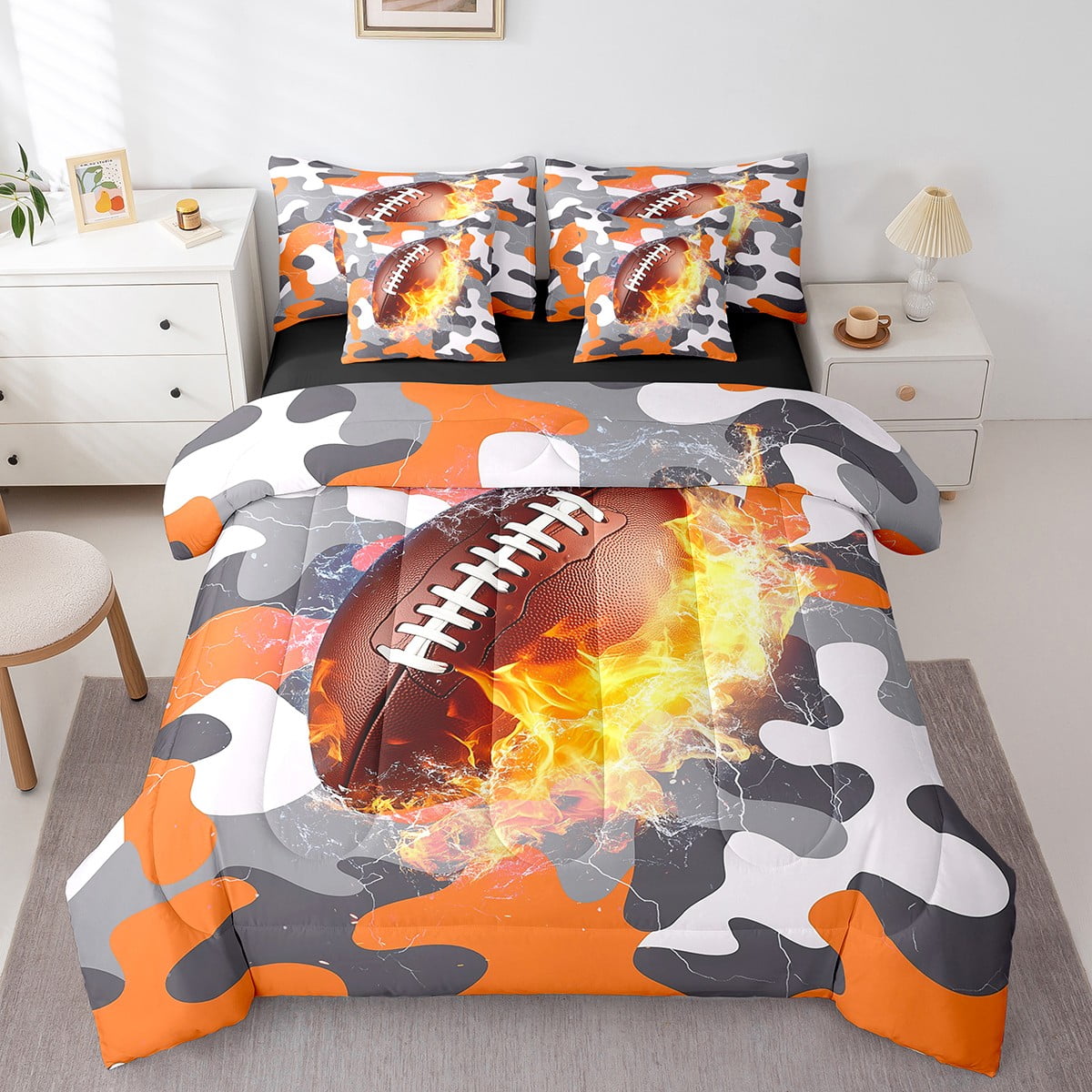 American Football Bed In A Bag 7 Piece King Sports Games Comforter Set ...