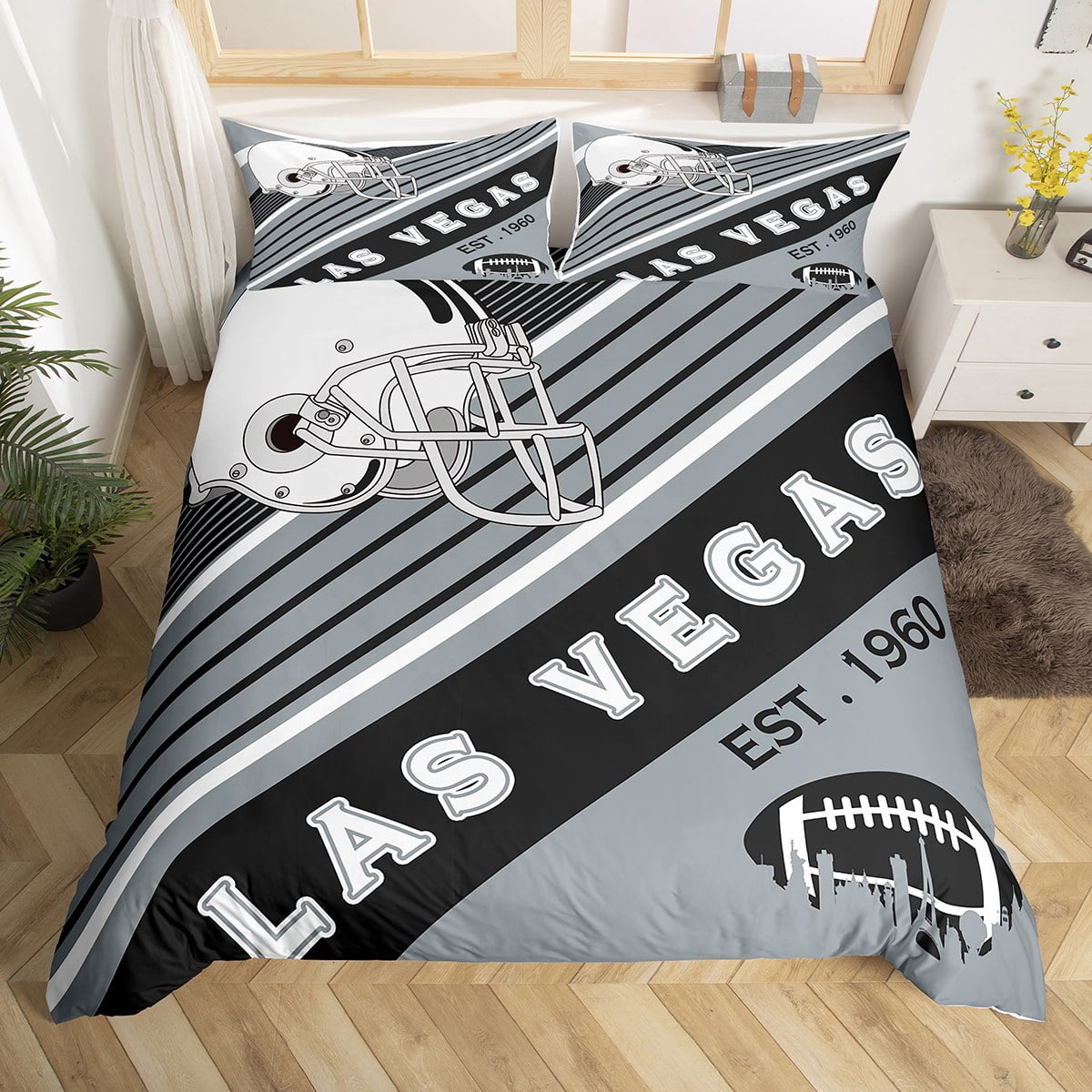Boys American Football Style Bedding Set Queen Size, 3D Rugby Ball Game ...