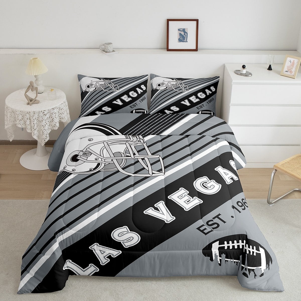 American Football Style Bedding Twin Size, 3D Rugby Ball Game Bedding Comforter Sets Football ...