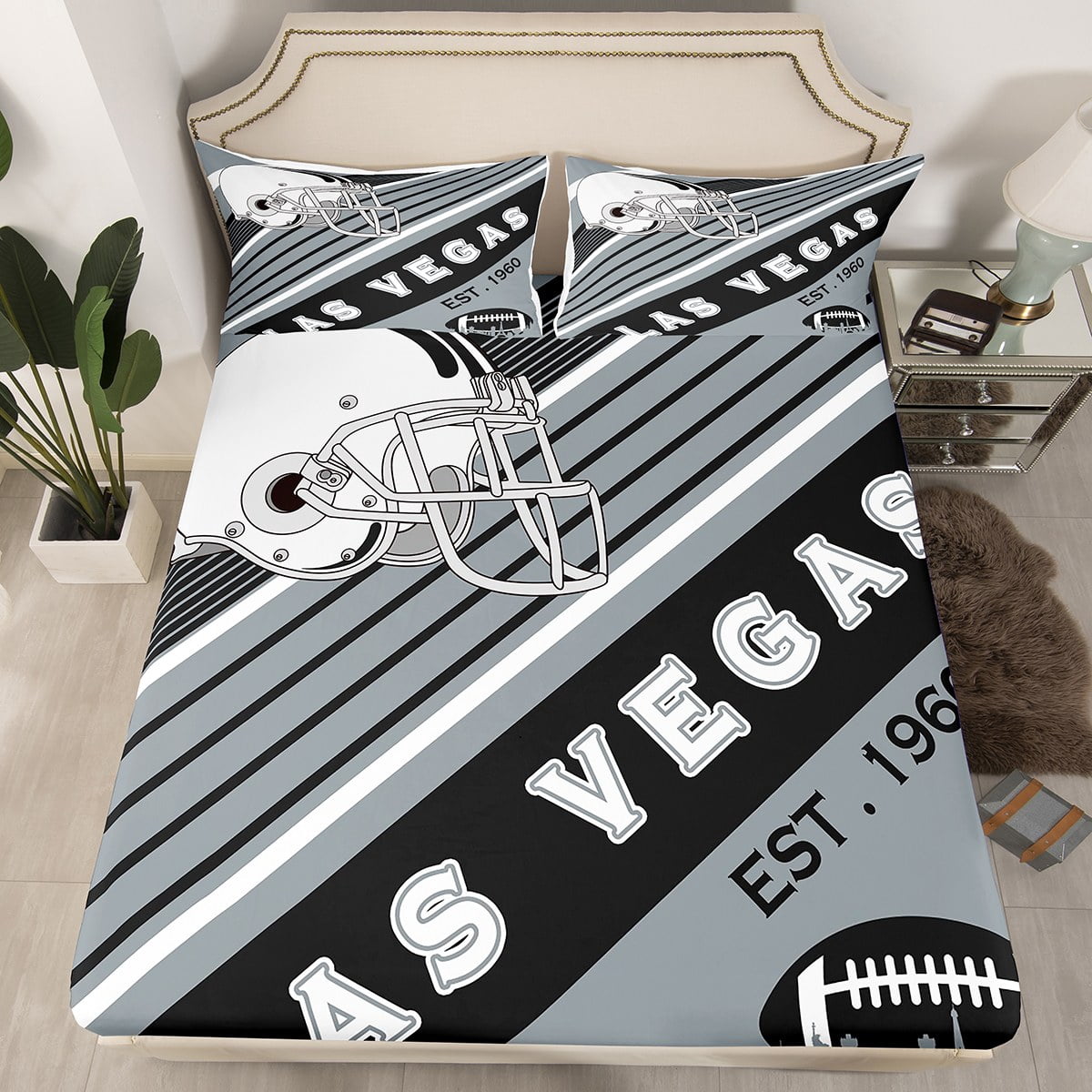 American Football Style Sheets Twin Size, 3D Rugby Ball Game Bed Sheets ...