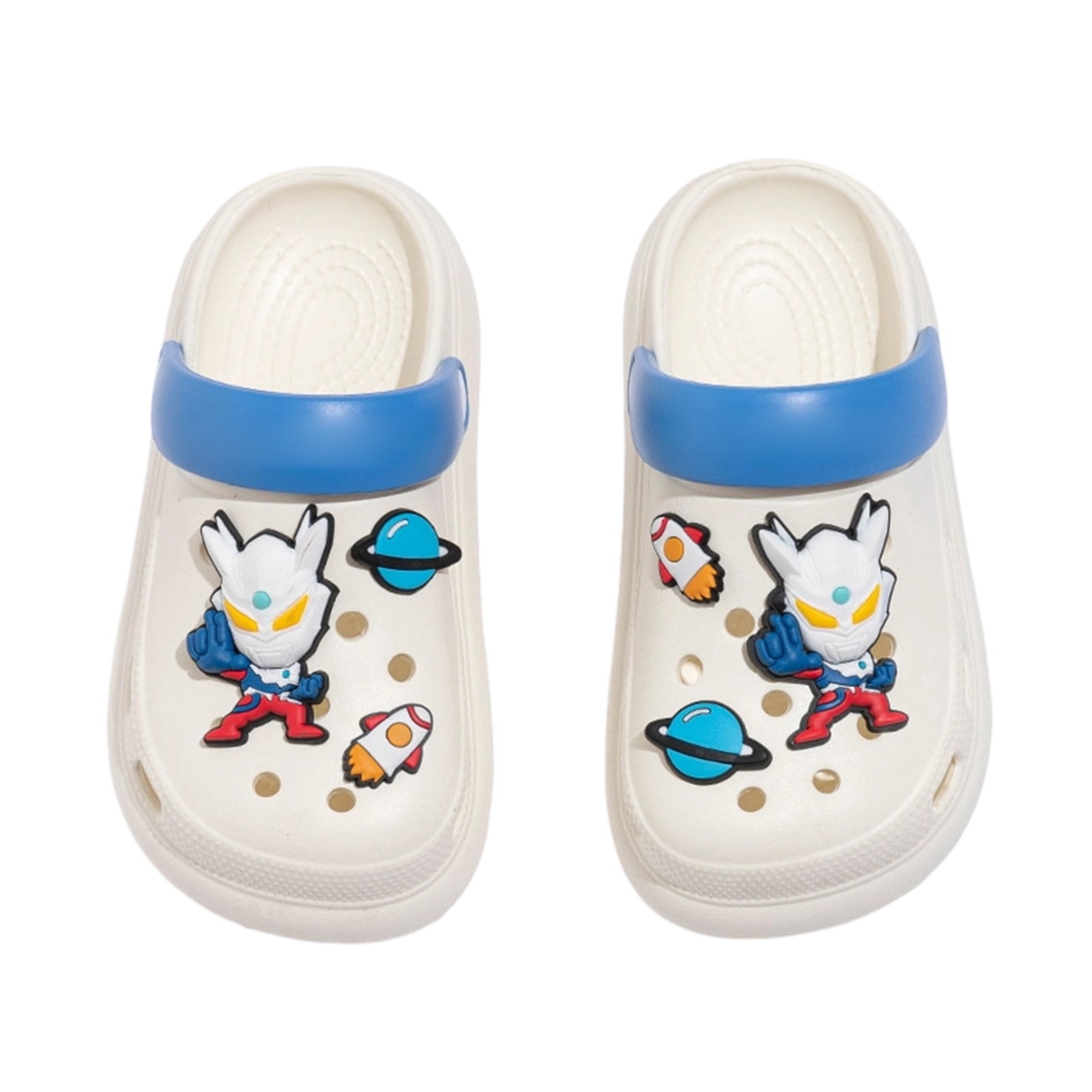 Boys And Girls Classic Graphic Garden Clogs Slip On Water Shoes White ...