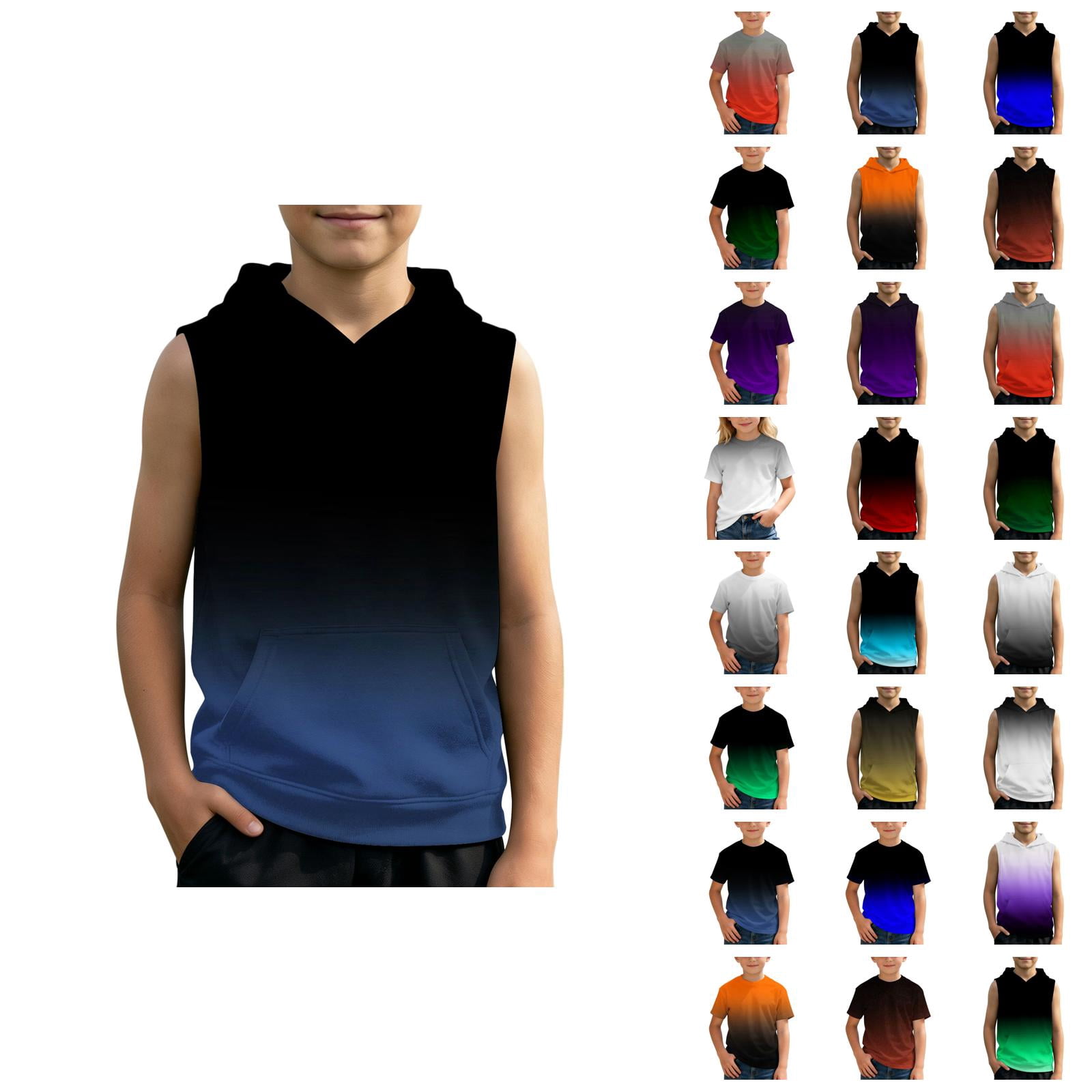 Boys And Girls Gradient Hooded Vest Sweatshirt For Kids | Lightweight ...