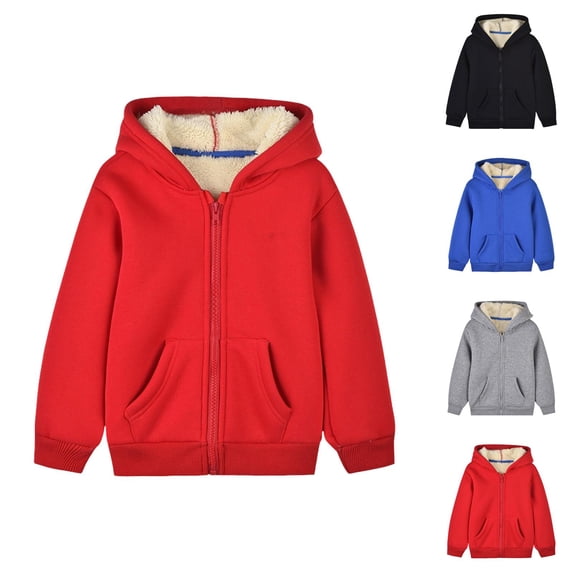 Boys' And Girls' Outerwear With Thick Lamb Wool Versatile Casual Warm ...