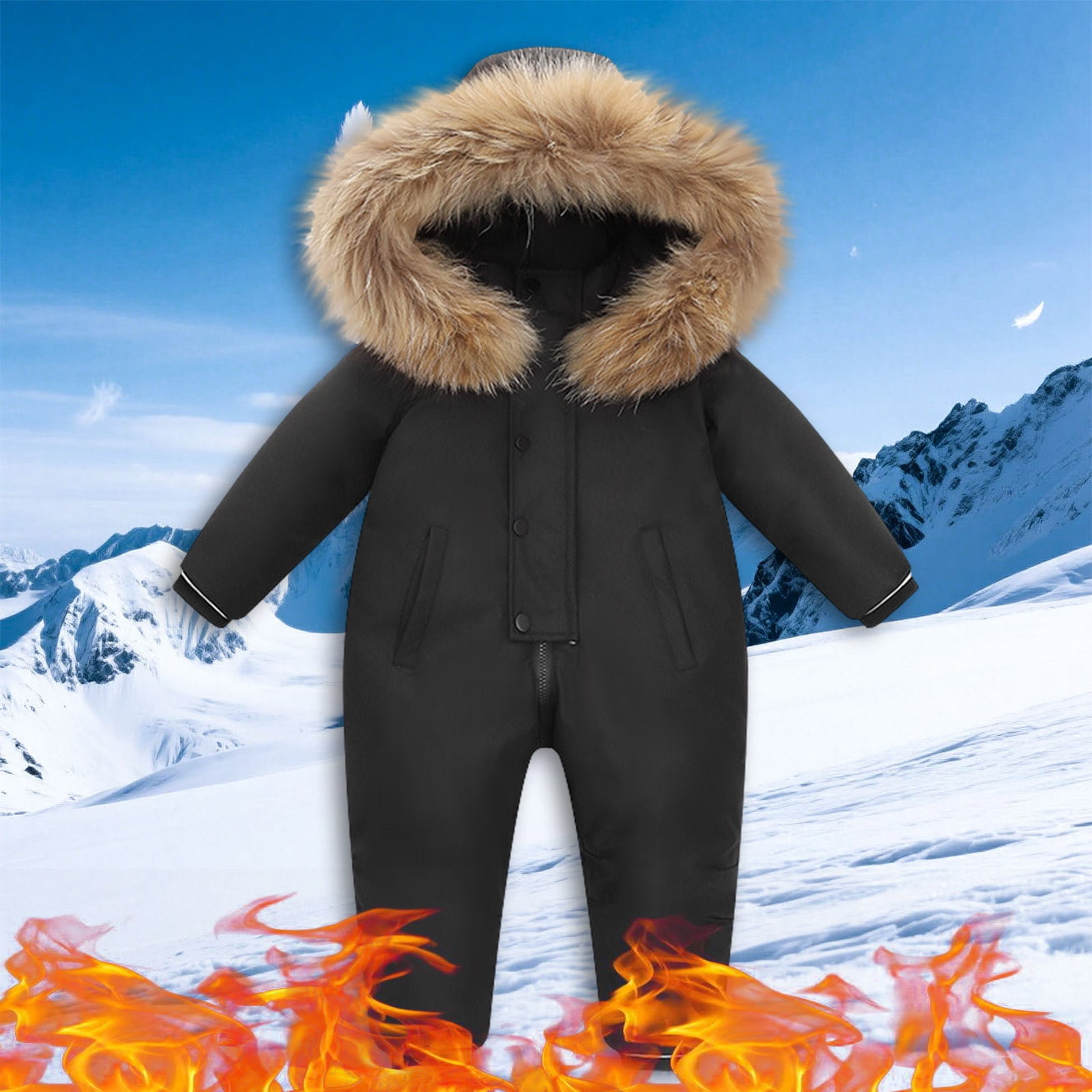 Boys And Girls Thick Windproof Snowsuit Winter Jumpsuits Fashion ...