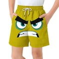Boys' Angry Face Print Swim Trunks, Quick-Dry Elastic Waist Board ...