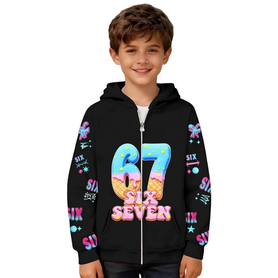 Boys Anime Graphic Zip Up Hoodie Long Sleeve Pullover Jacket For Kids ...