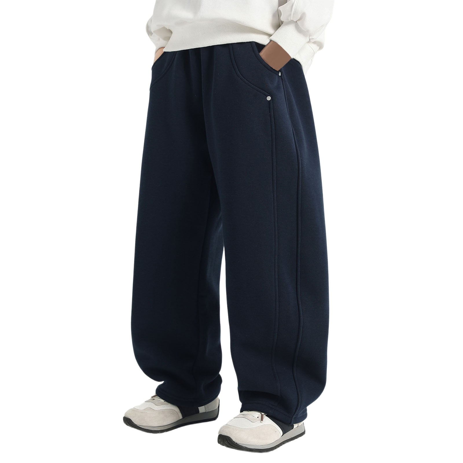 Boys Athletic Pants Fall Casual Joggers with Curved Hem, Elastic Waist ...