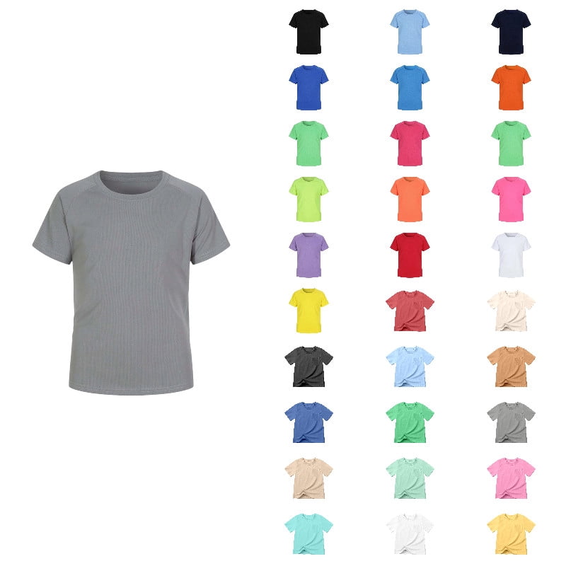 Boys Athletic Shirts Toddler Girls Grey Quick Dry Moisture Wicking UPF ...