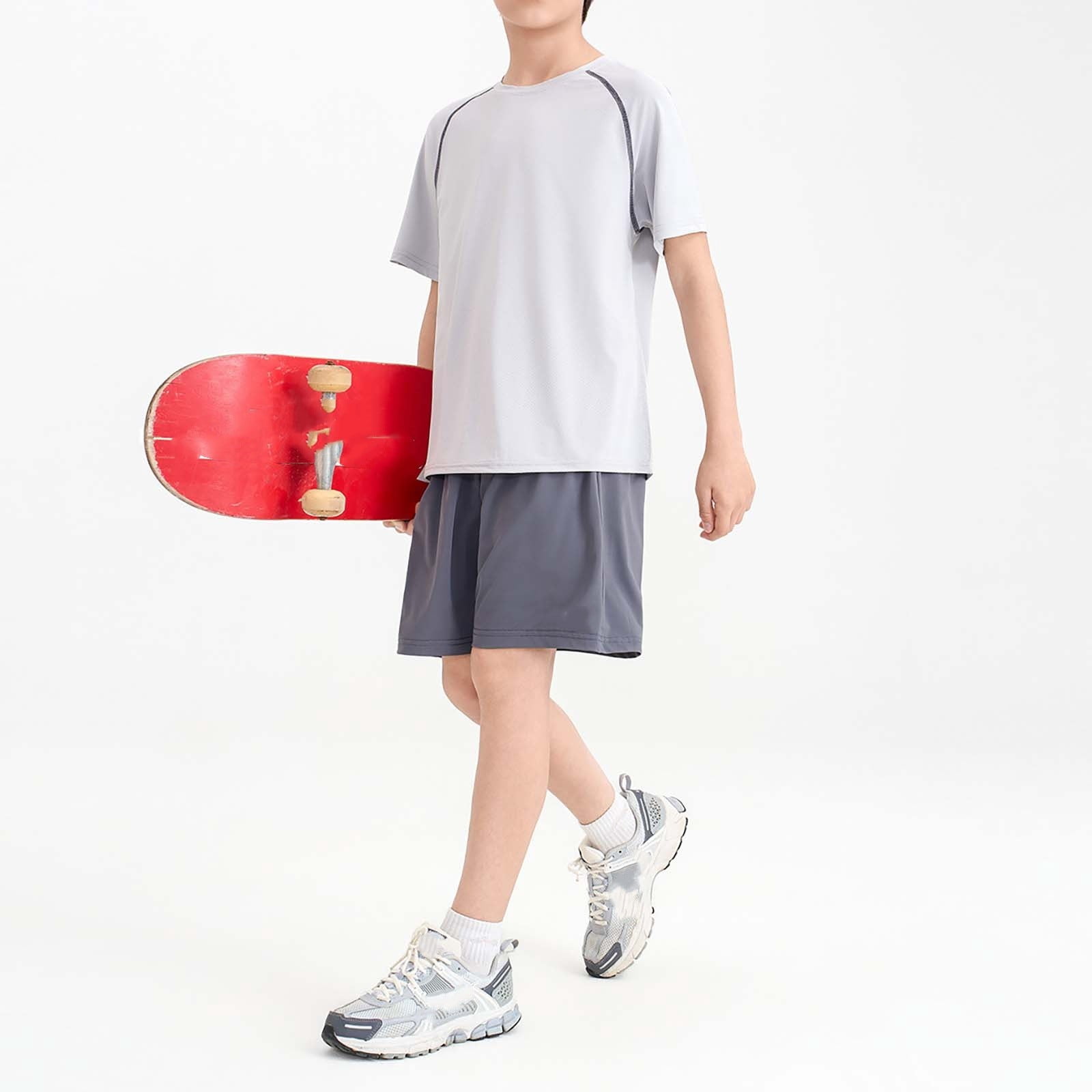Boys Athletic Short Sleeve T Shirt Shorts Breathable Mesh Sports Outfit ...