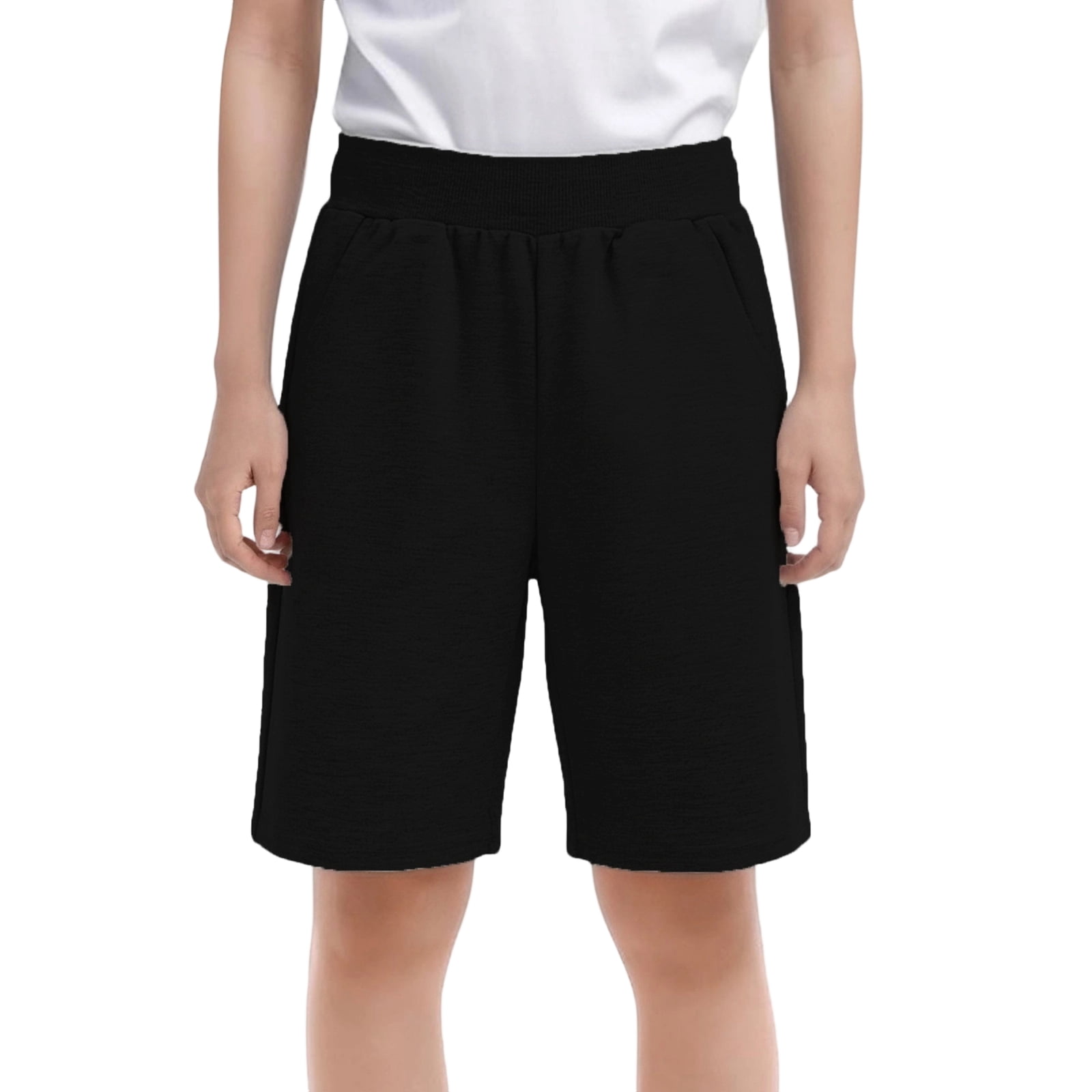 Boys Athletic Shorts Lightweight Active Fit Short for Kids Black 170 ...
