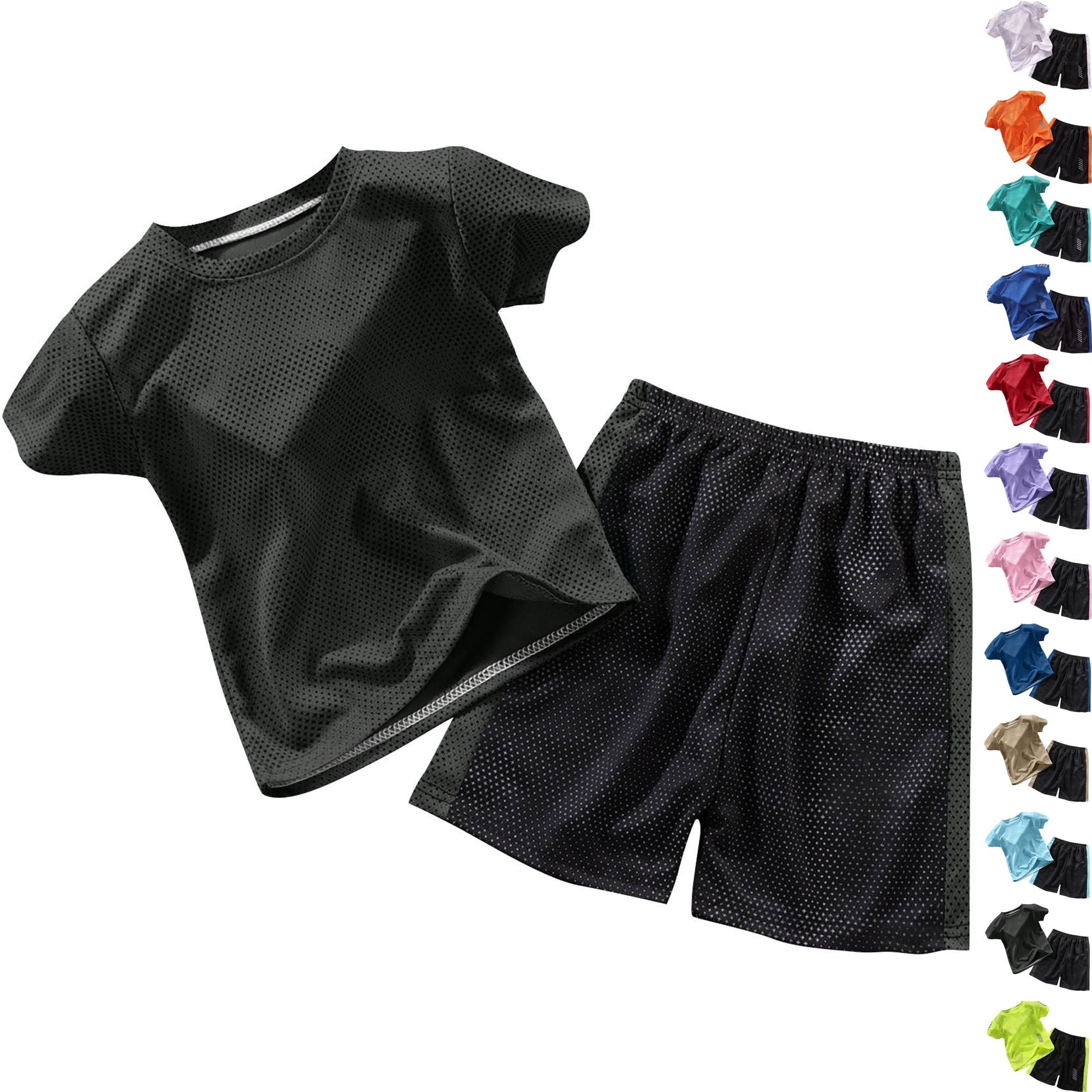 Boys Athletic Shorts Set 2 Piece Summer Clothes Outfit with Graphic Tee ...