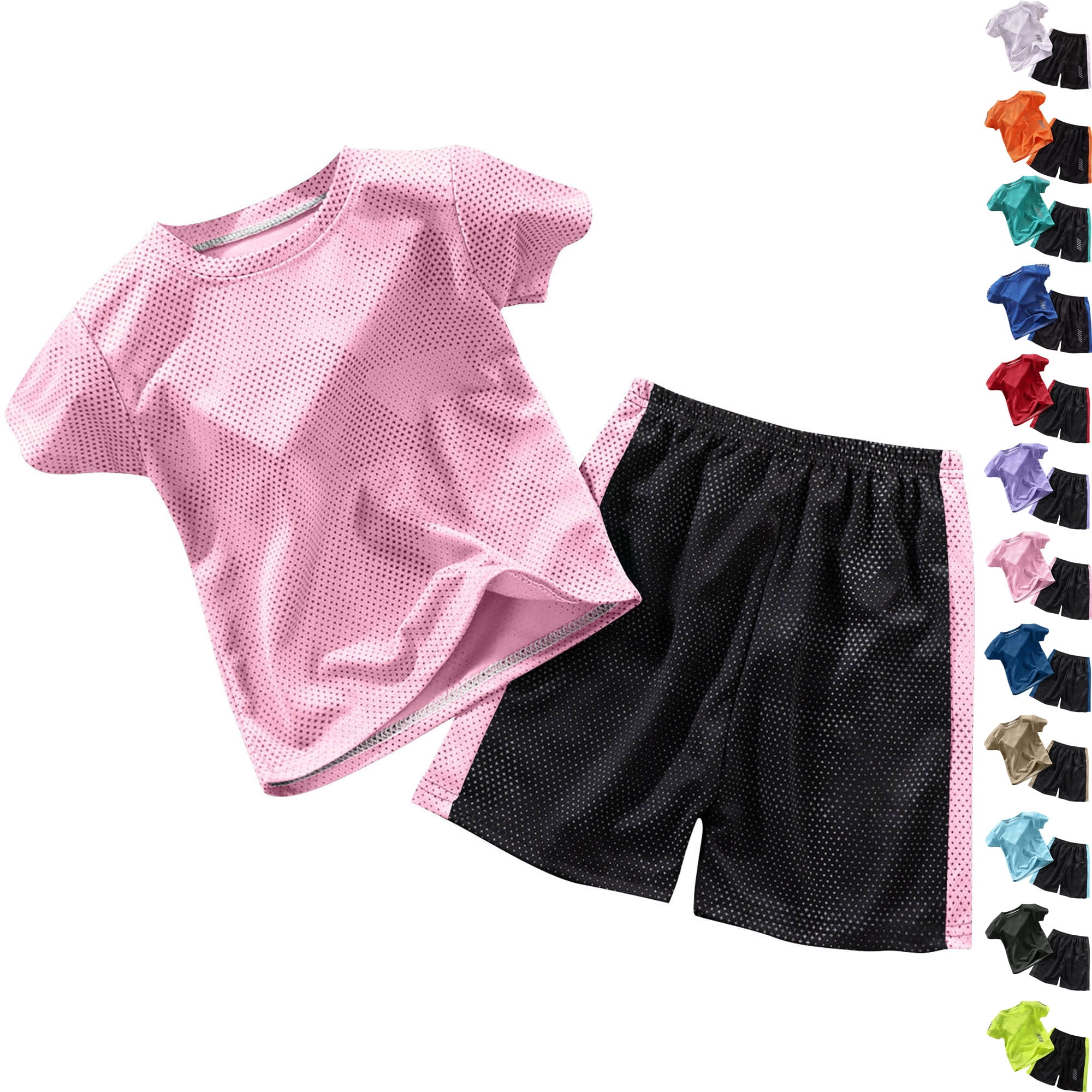 Boys Athletic Shorts Set 2 Piece Summer Clothes Outfit with Graphic Tee ...