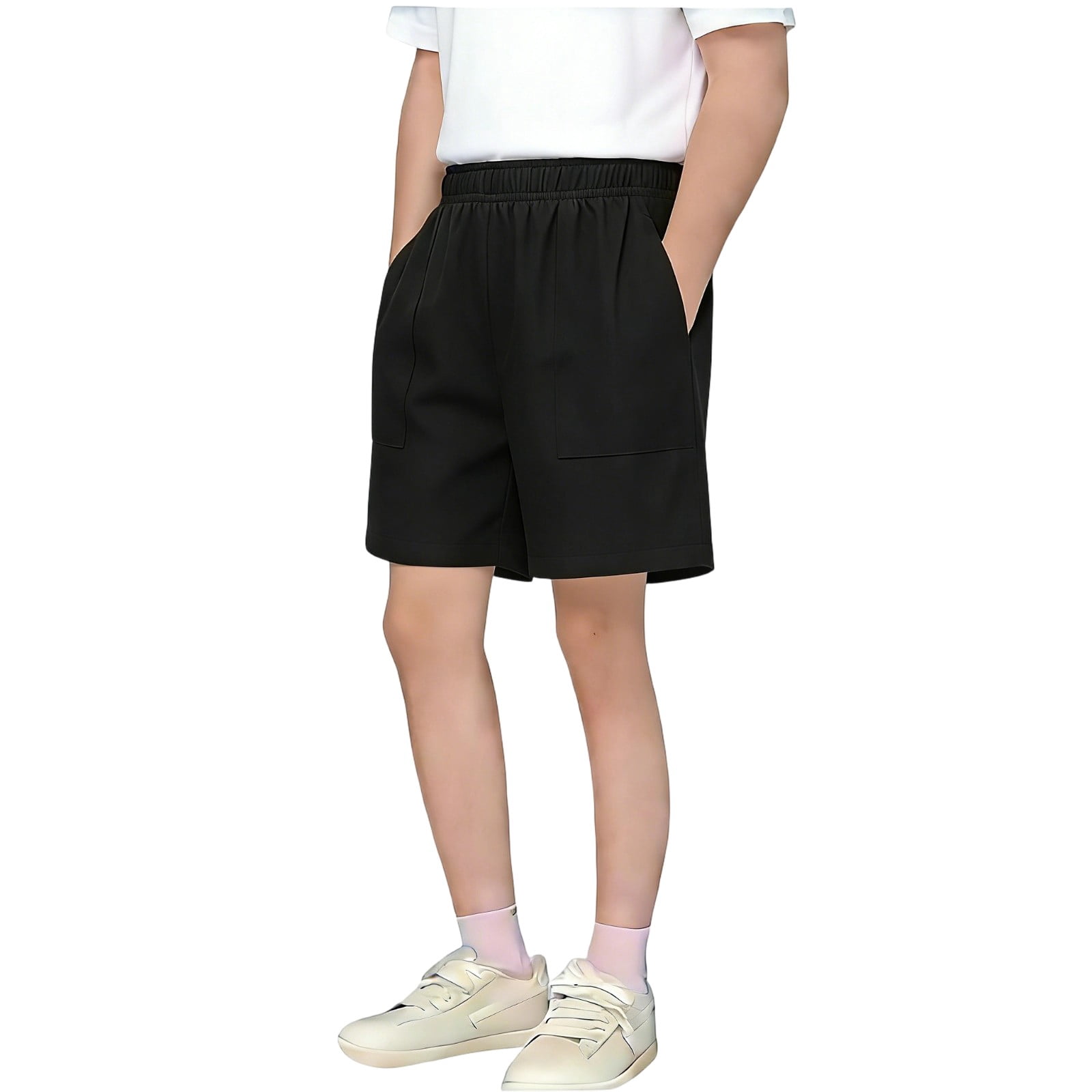 Boys Athletic Shorts Size 5-6 Years Black Elastic Waist Relaxed Fit ...