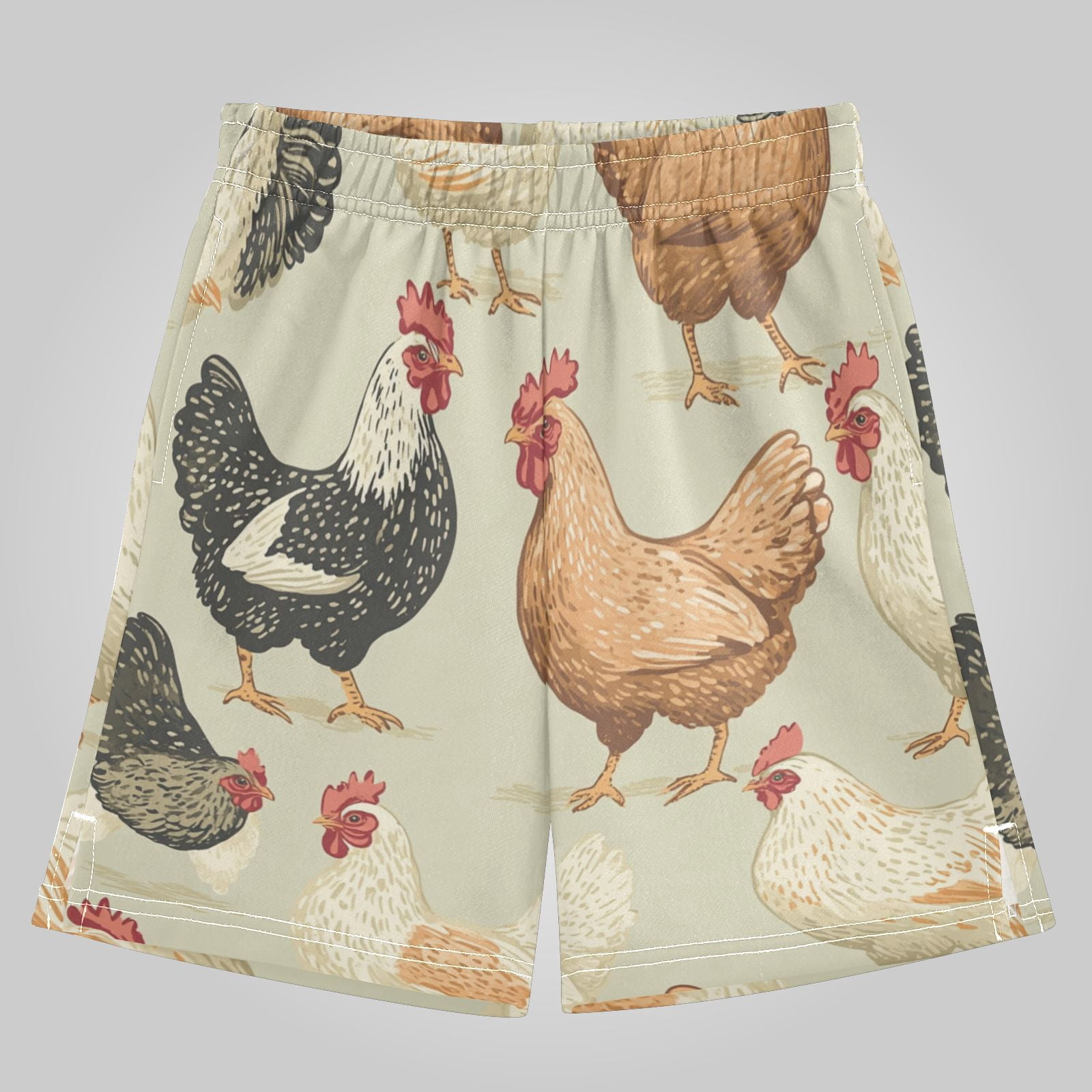 Boys' Athletic Shorts - Thick Polyester, Loose Fit, Full Print - Casual ...