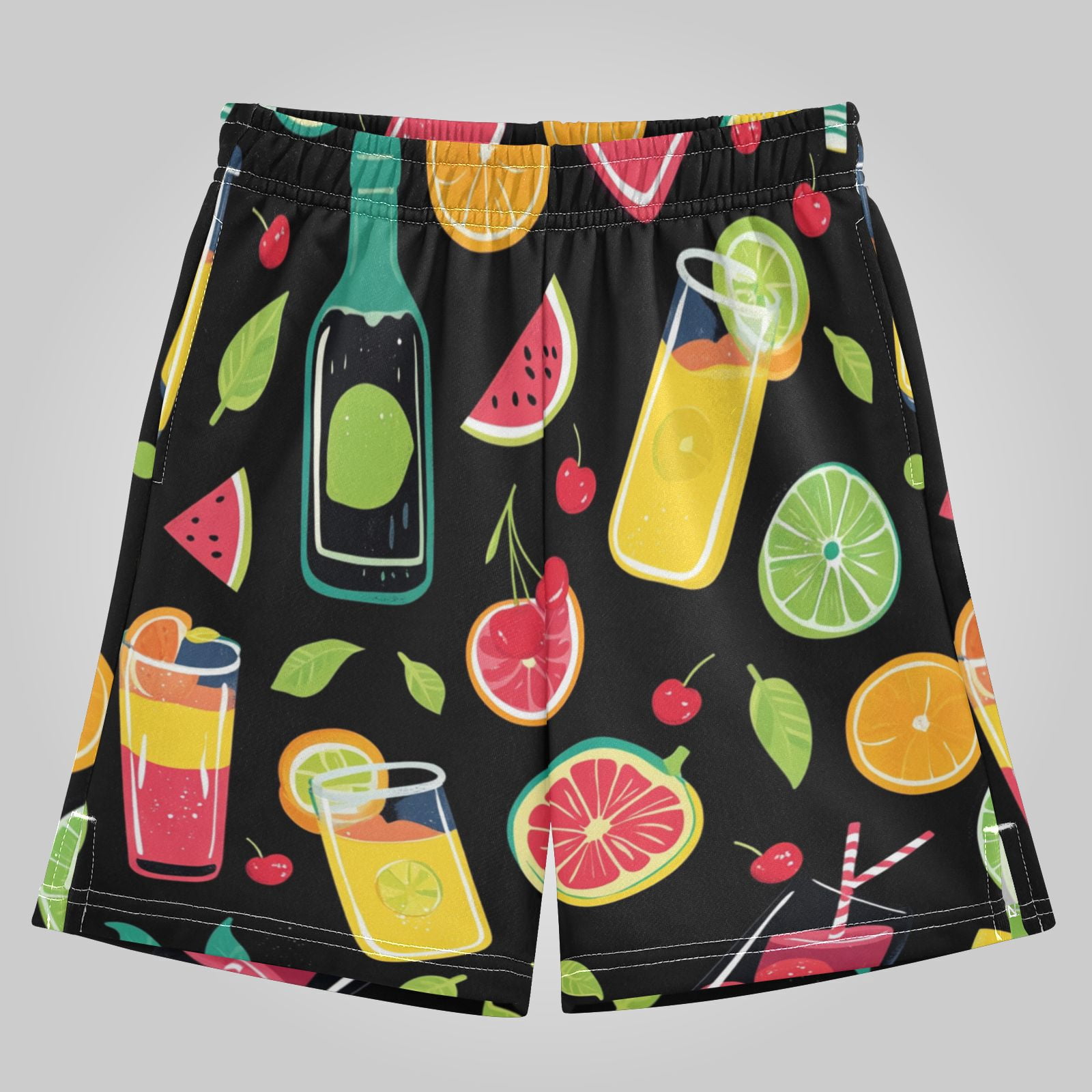 Boys' Athletic Shorts - Thick Polyester, Loose Fit, Full Print - Casual ...