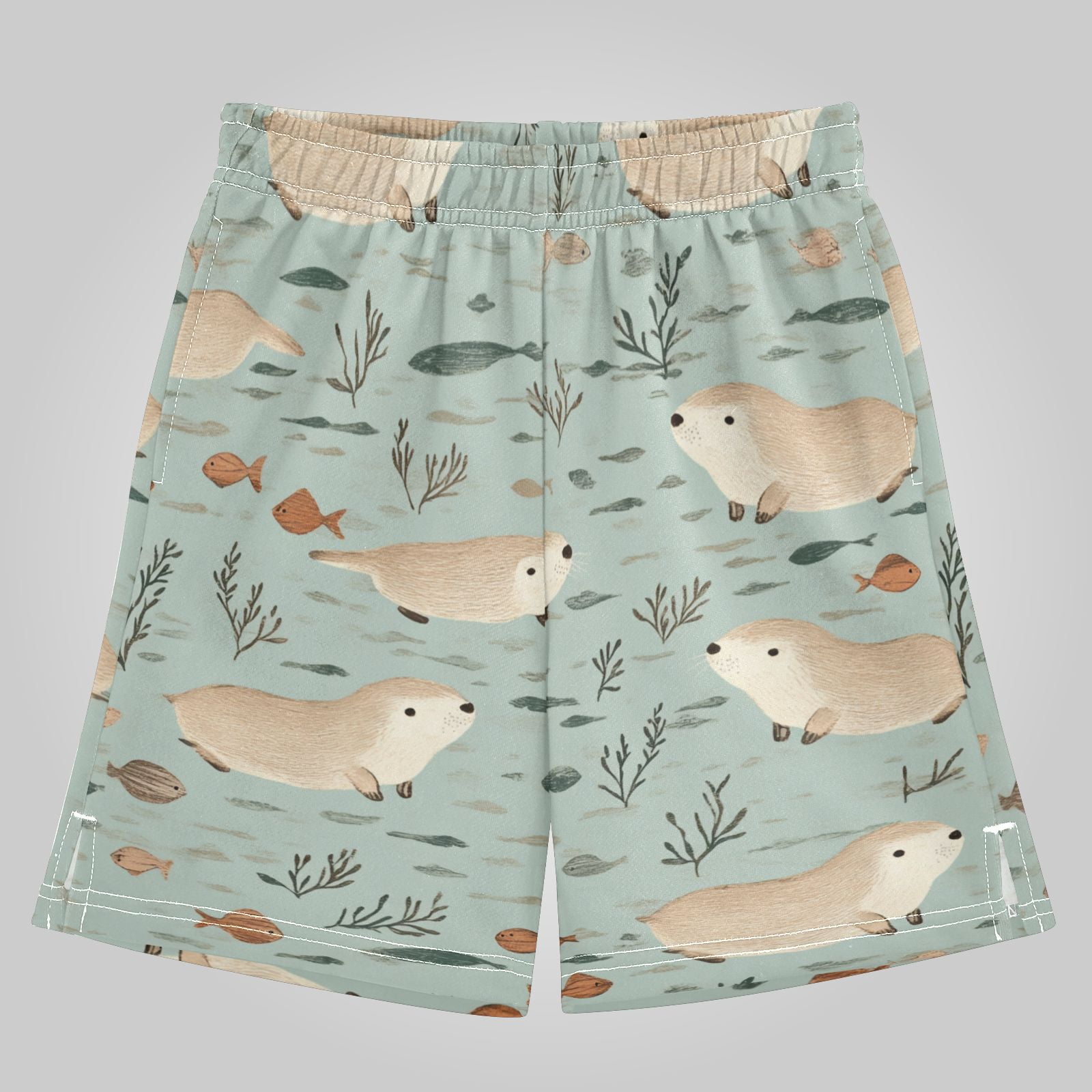 Boys' Athletic Shorts - Thick Polyester, Loose Fit, Full Print - Casual, Streetwear，Many Otters ...