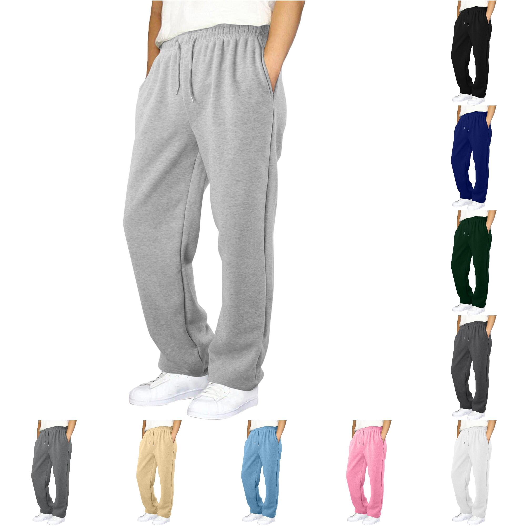 Boys Athletic Sweatpants with Side Stripes, Straight Leg Open Bottom ...