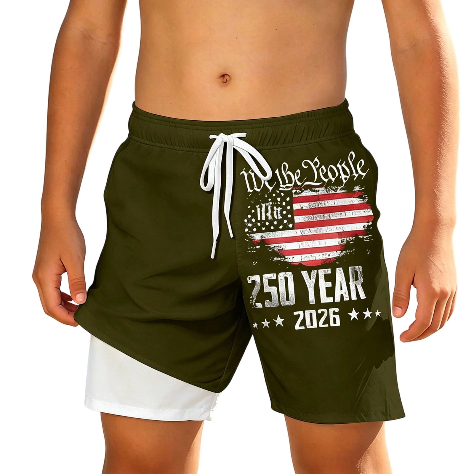 Boys Athletic Swimwear Trunks Patriotic Print Shorts Comfortable Pool ...