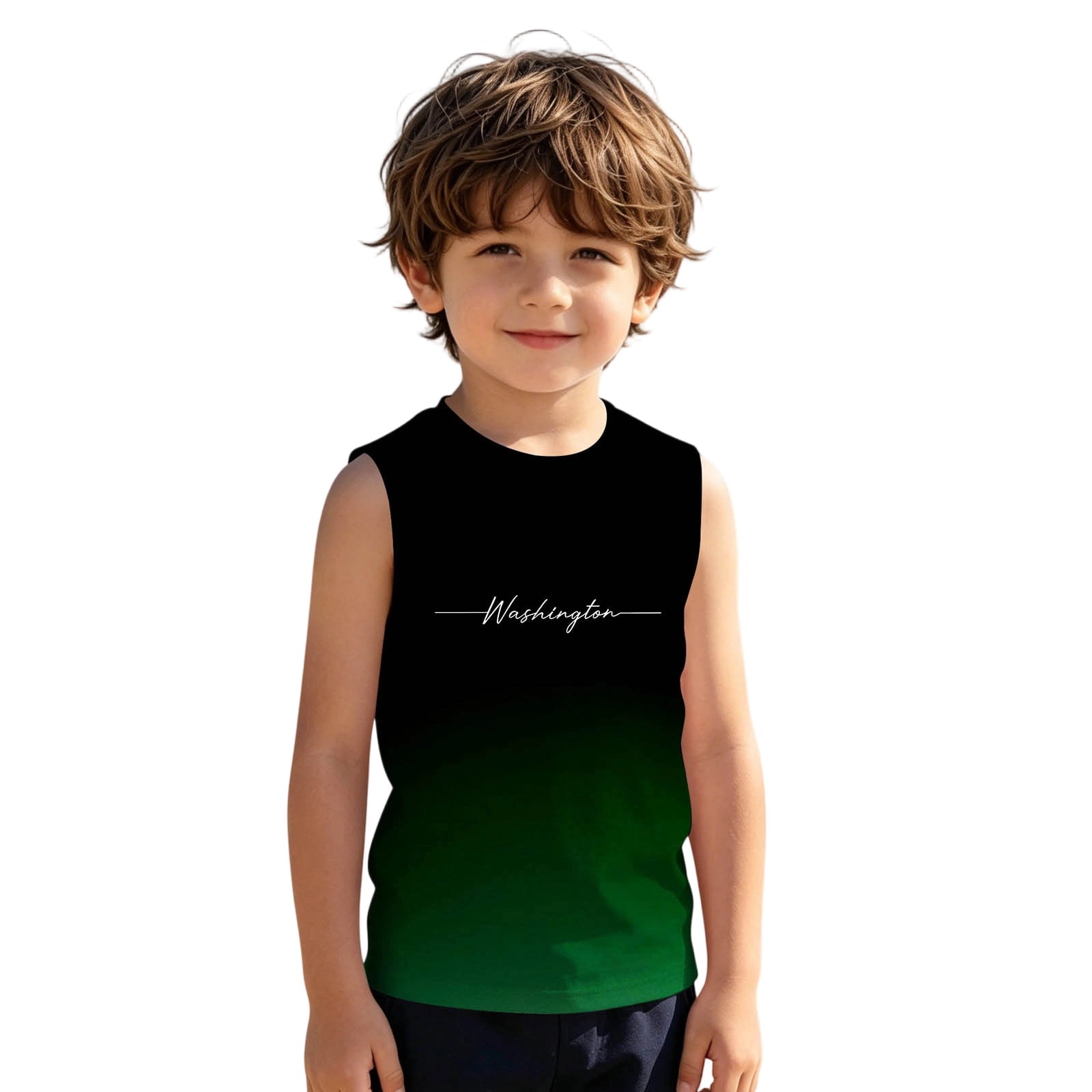 Boys Athletic Tank Tops Gradient Sleeveless Tank Top Crewneck Hawaiian ...