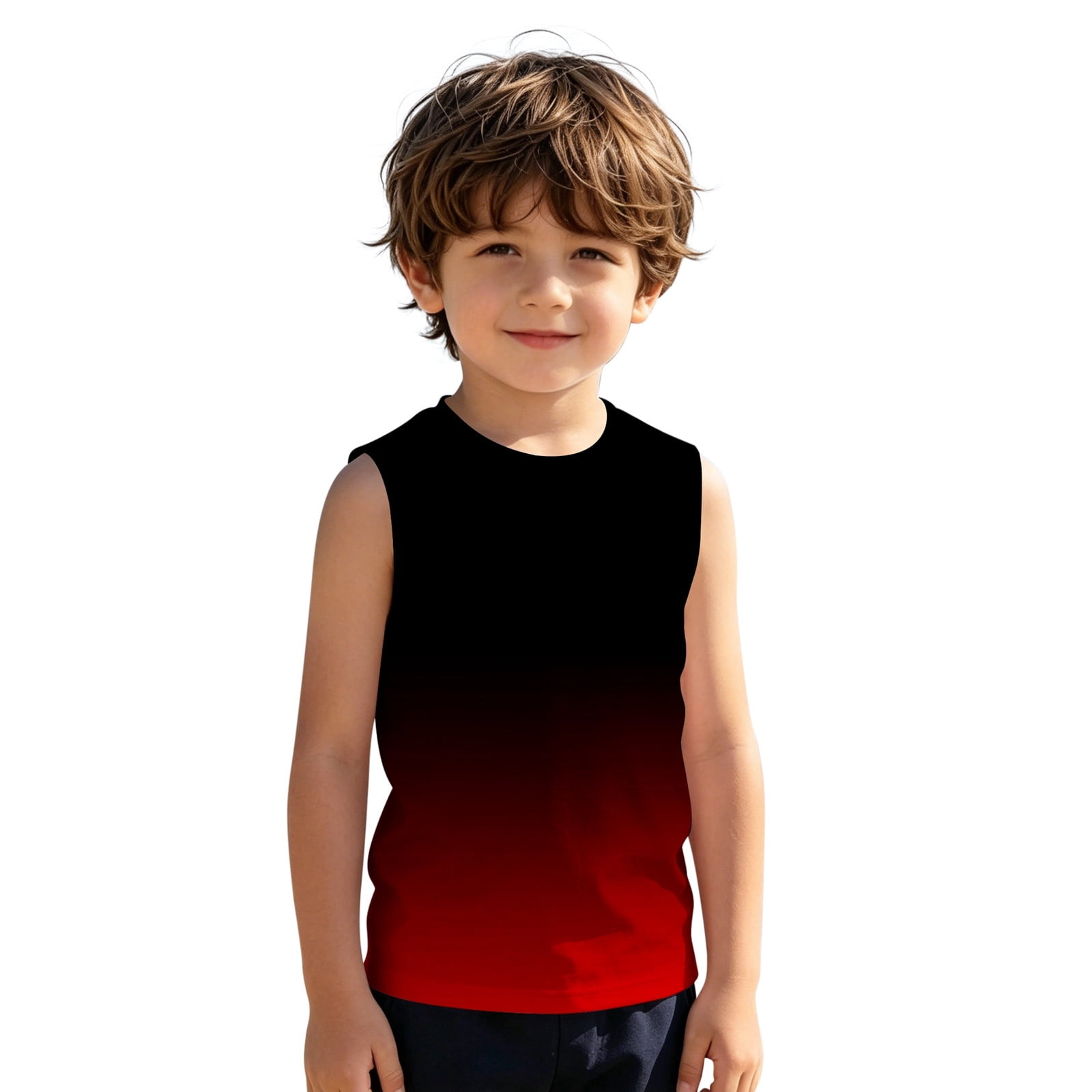 Boys Athletic Tank Tops Gradient Sleeveless Tank Top Crewneck Hawaiian ...