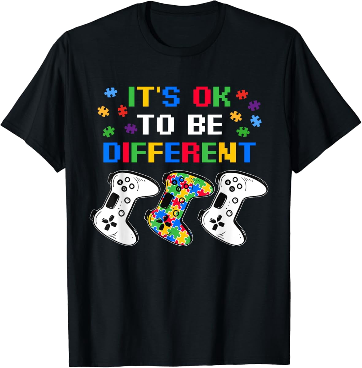Boys Autism Awareness Its Ok To Be Different Video Game T-Shirt Gift ...