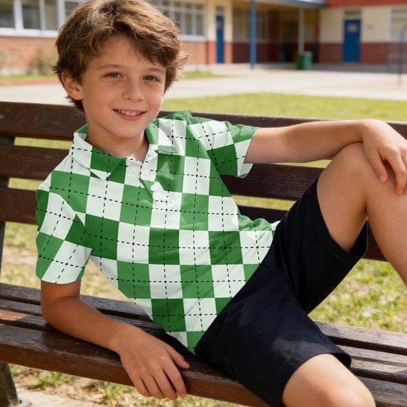 Boys Back to School Polo Shirt Short Sleeve Button Down Collared Shirts ...