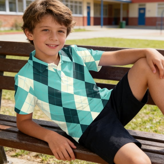 Boys Back to School Polo Shirt Short Sleeve Button Down Collared Shirts ...