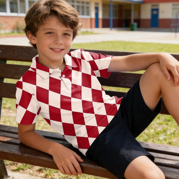 Boys Back to School Polo Shirt Short Sleeve Button Down Collared Shirts ...