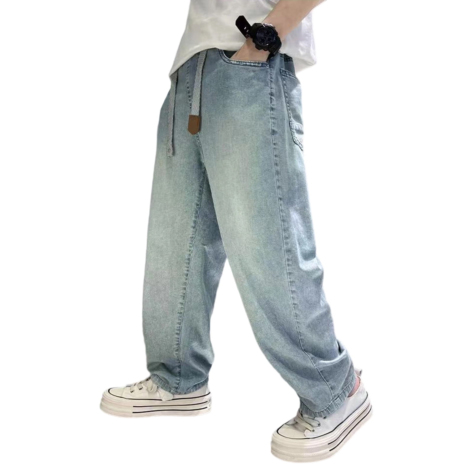 Boys Baggy Jeans 2025 Fall Fashion Straight Elastic Waist Wide Leg ...