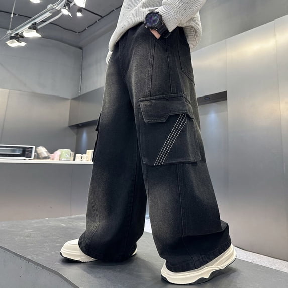 Boys Baggy Jeans New Loose Casual Cargo Denim Pants for Boys Summer ...