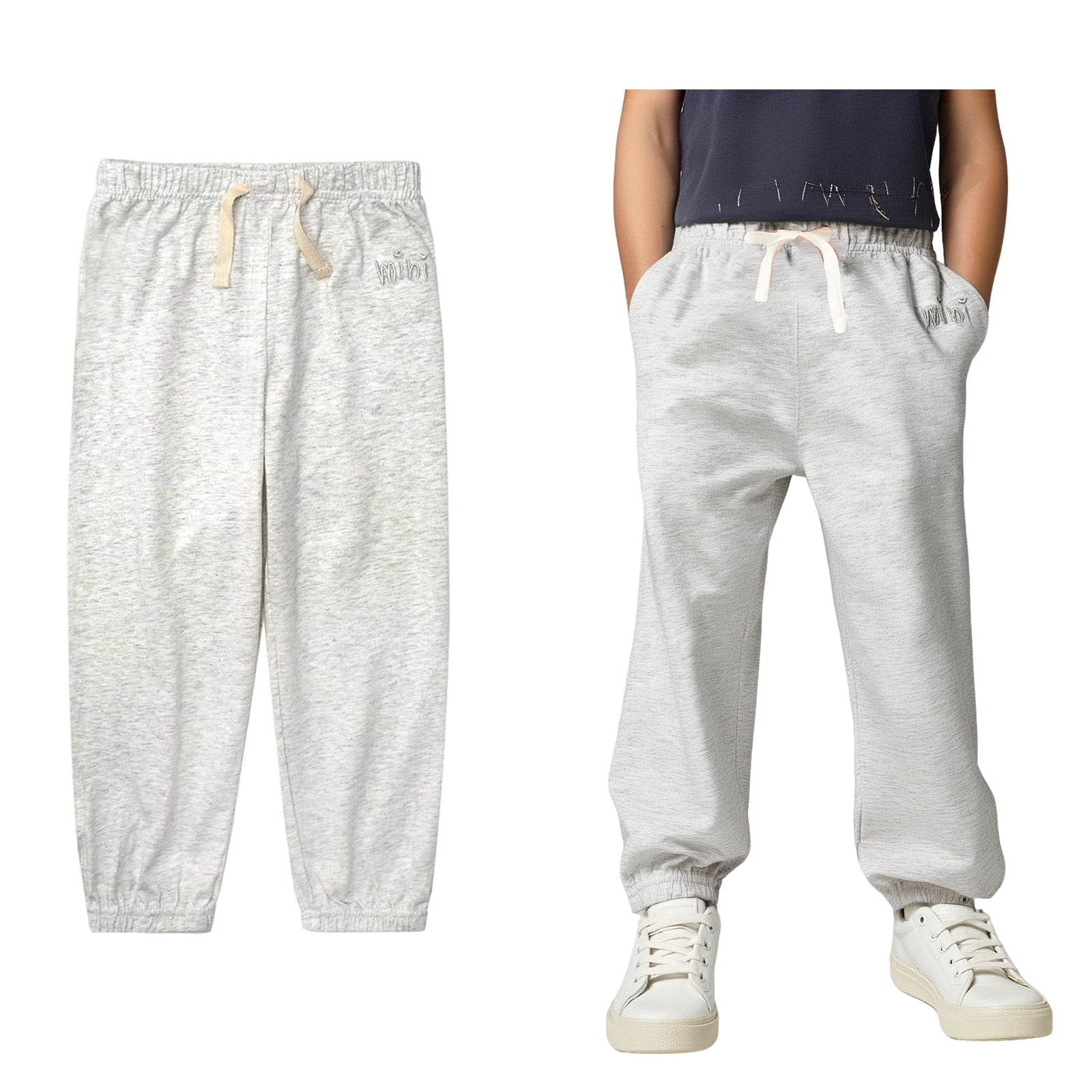 Boys Baggy Sweatpants Boys Joggers Casual Pants Elastic Waist Wide Leg ...