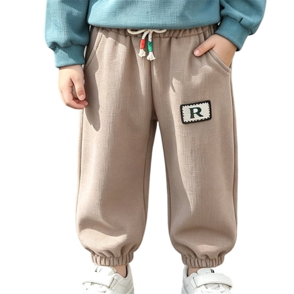 Boys' Baggy Sweatpants Letter Patched Wide Leg Pants Elastic Waist Long ...