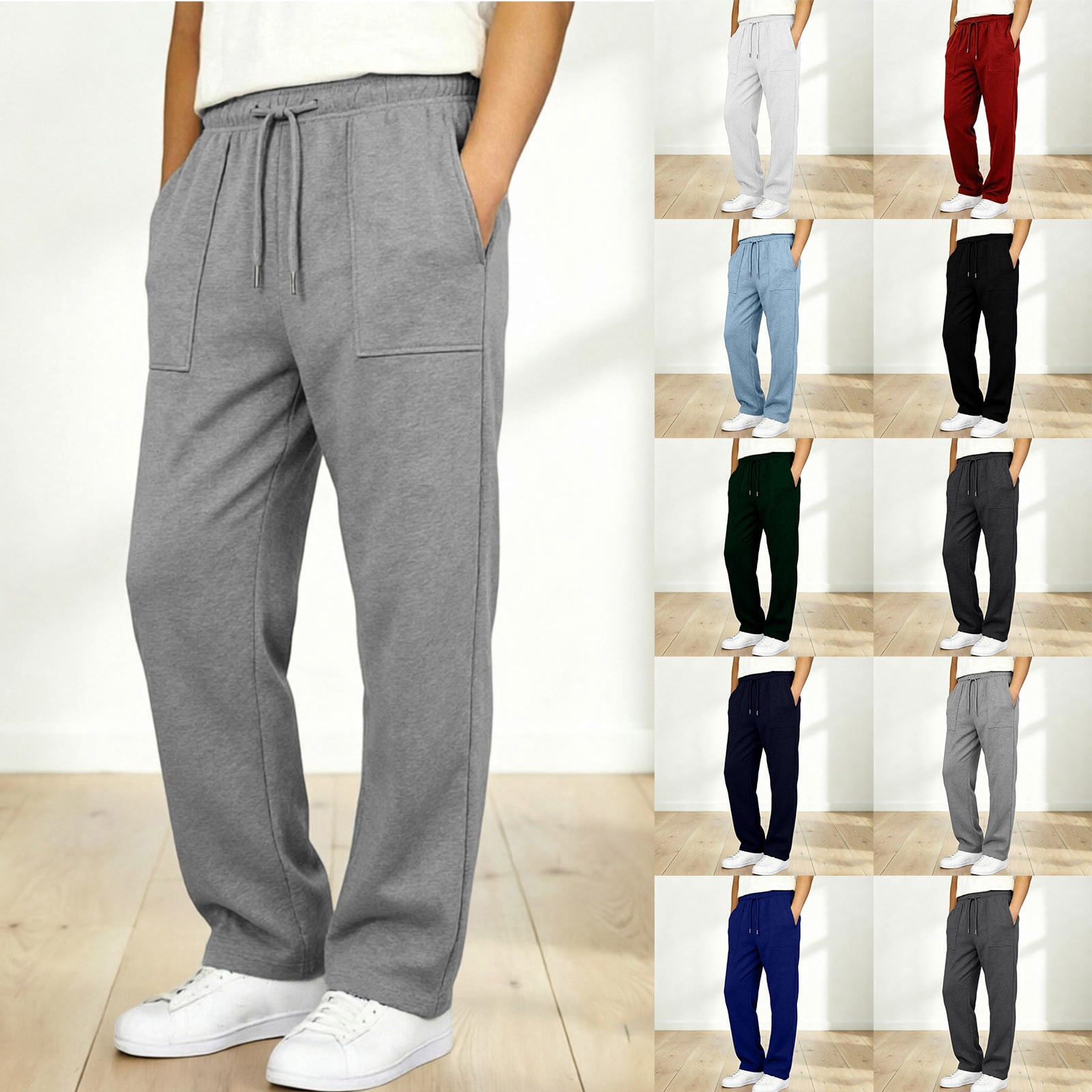 Boys' Baggy Sweatpants Straight Leg Open Bottom Casual Pants Elastic ...