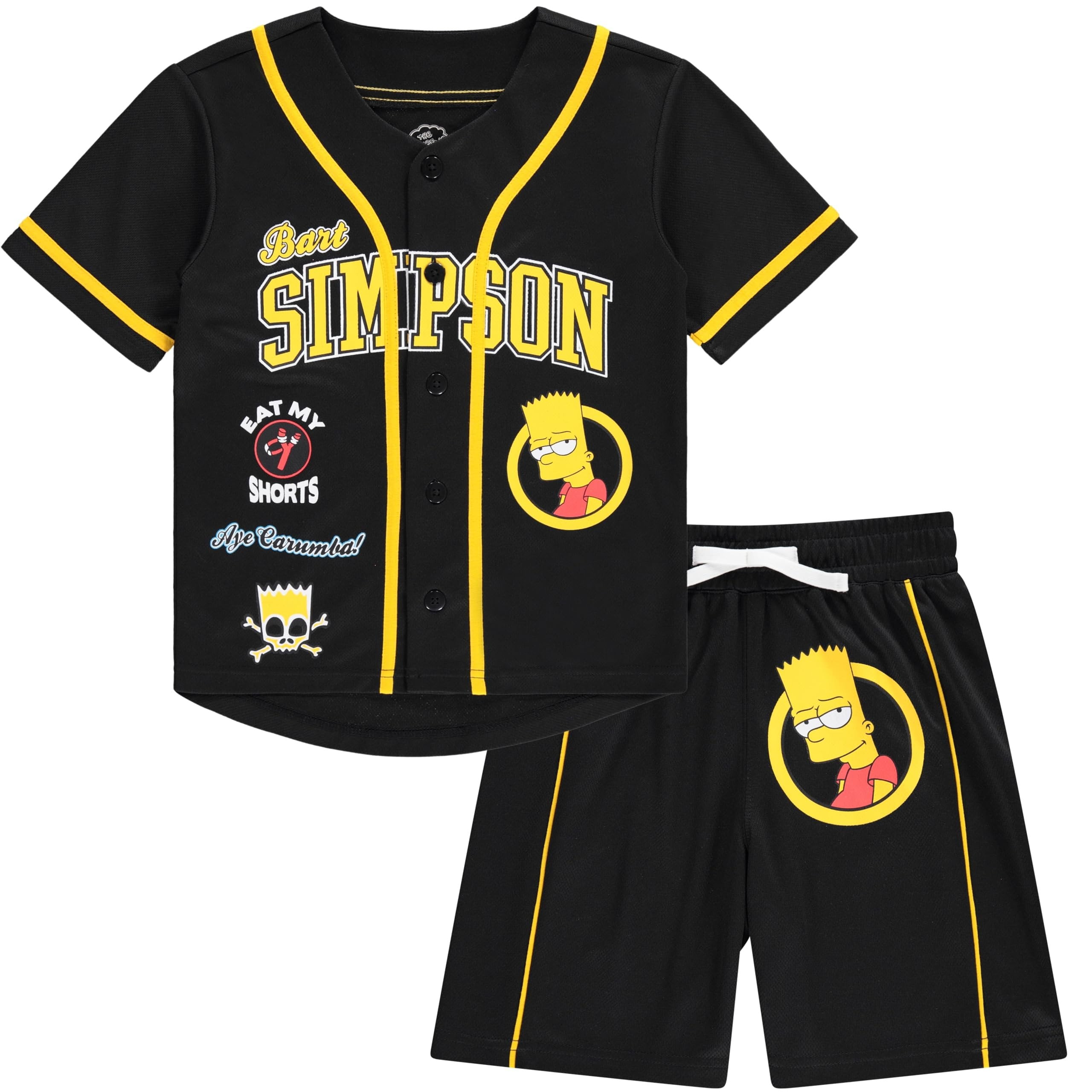 Boys Bart Simpson Baseball Jersey Shirt and Shorts Clothing Set- Little ...